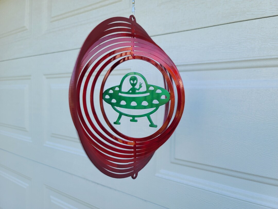 Wind Spinner, Ufo Gift, Porch Decor, Gift for Kid, Yard Art, Alien ...