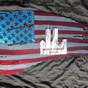 Never Forget 911 Tattered American Flag Wall Art, September 11th US ...