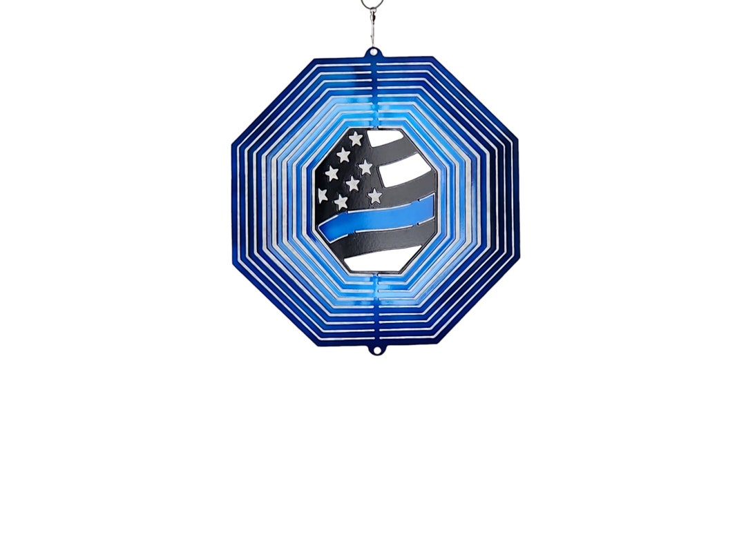 Blue Line Flag, Wind Spinner for Outdoors, Police Officer Gifts, Law ...