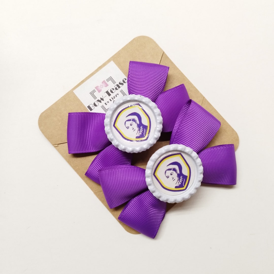 Purple Logo Bows School Bow Large School Bow Large Logo Bow Bottle Cap ...