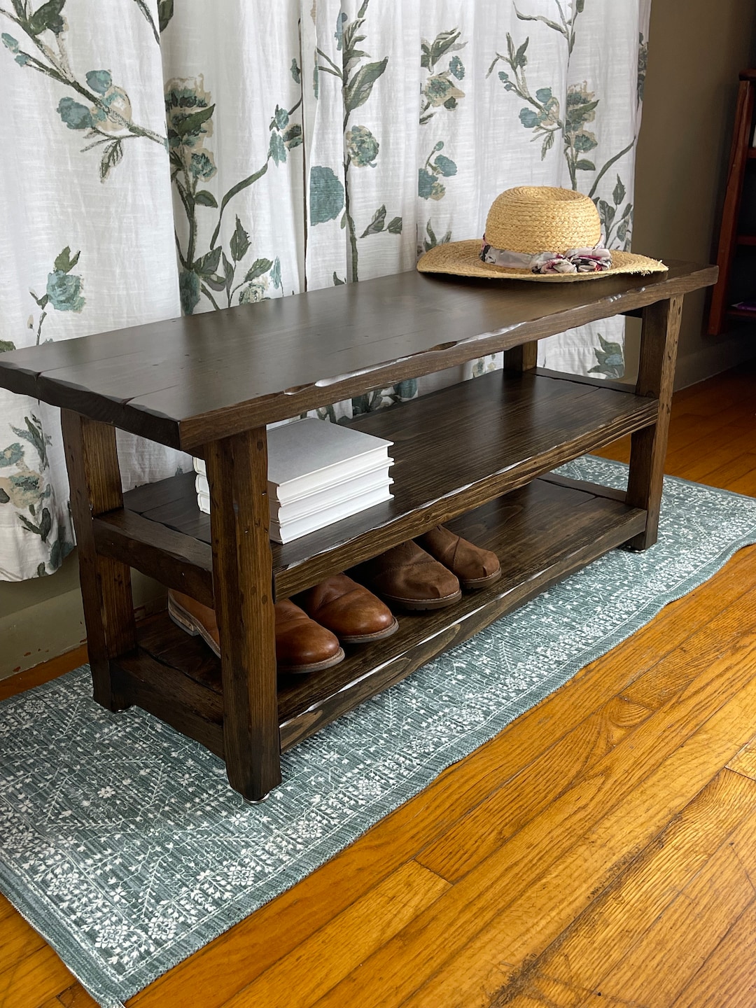 Bench With Storage, Heavy Duty Hand-distressed Wooden Bench - Etsy