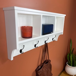 Wall Hanging Cubby Shelf With Hooks - Etsy
