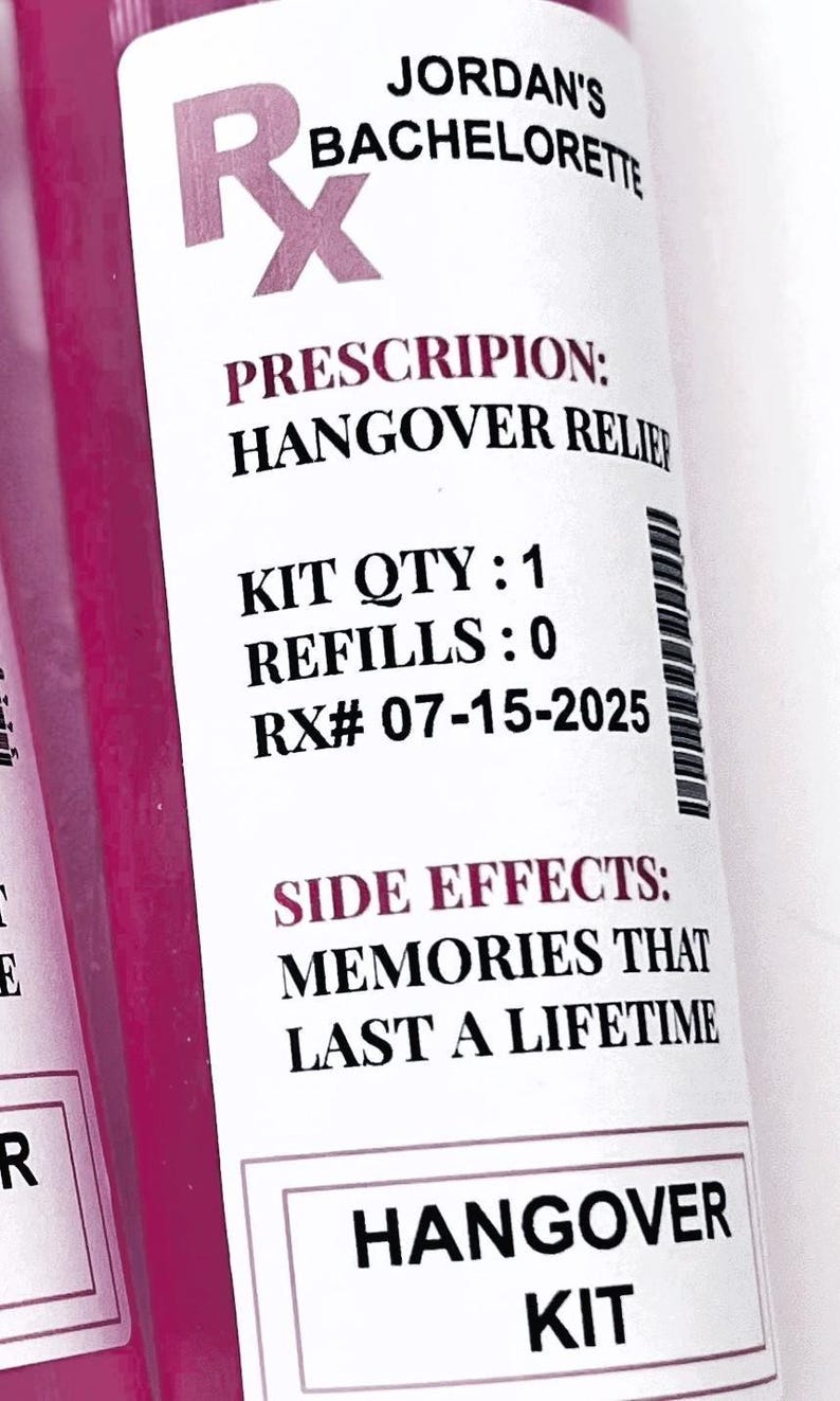 Bachelorette Party Hangover Kit: Rx Recovery Favor - Etsy
