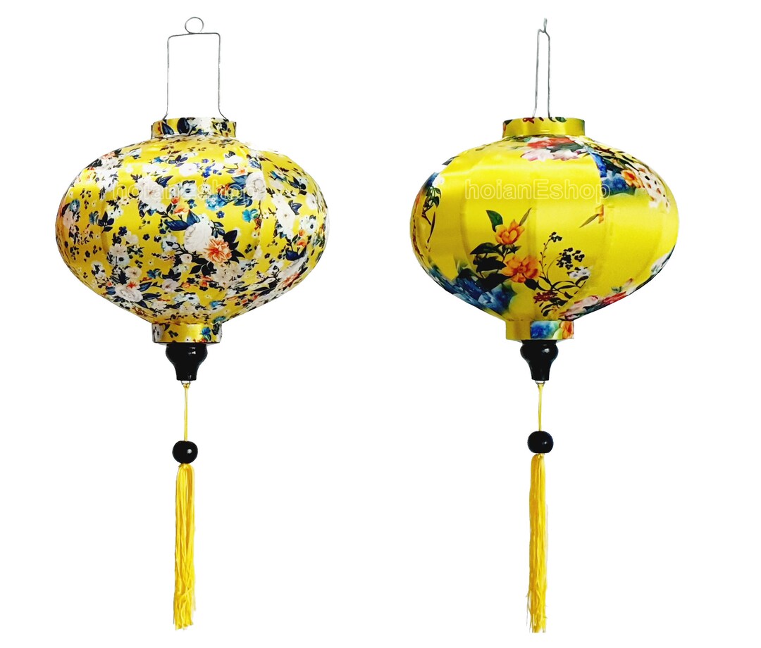 Set of 2 Vietnam Bamboo Lanterns 35cm New 3D Flower Fabric Wedding ...