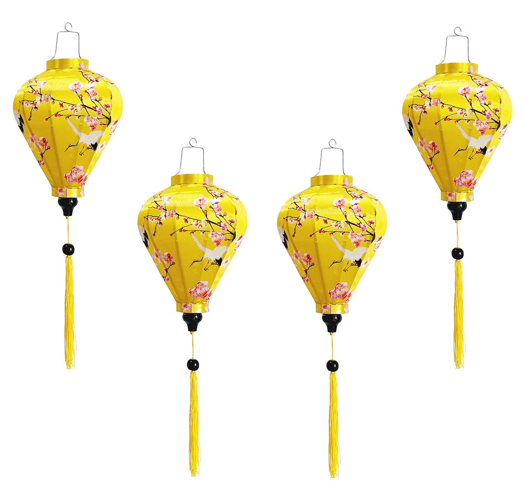 Cherry Blossom Fabric Lanterns (set of 4): Vietnamese Lunar New Year ...