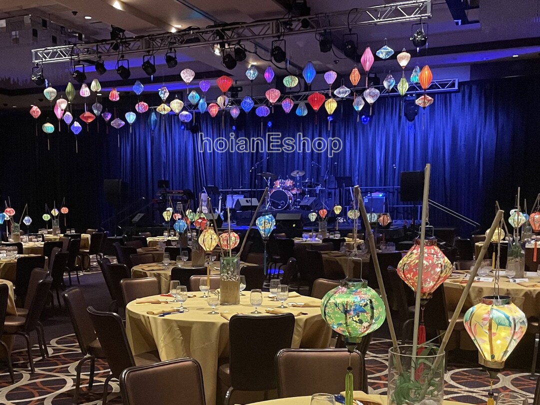 Set 50 Small Silk Lanterns 22cm for Decorating the Stage - Festival ...