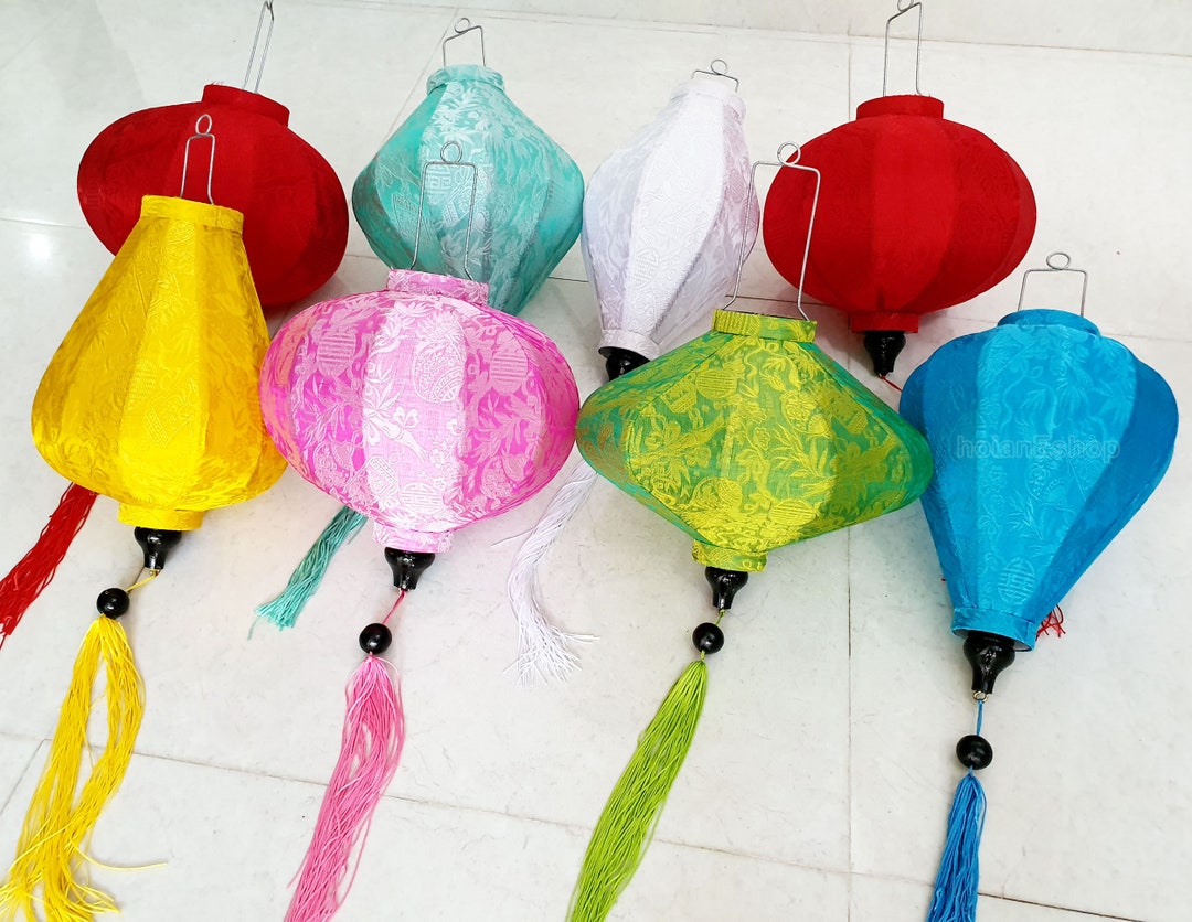 Set 8 Bamboo Silk Lanterns for Tea Party Decoration - Vietnamese ...