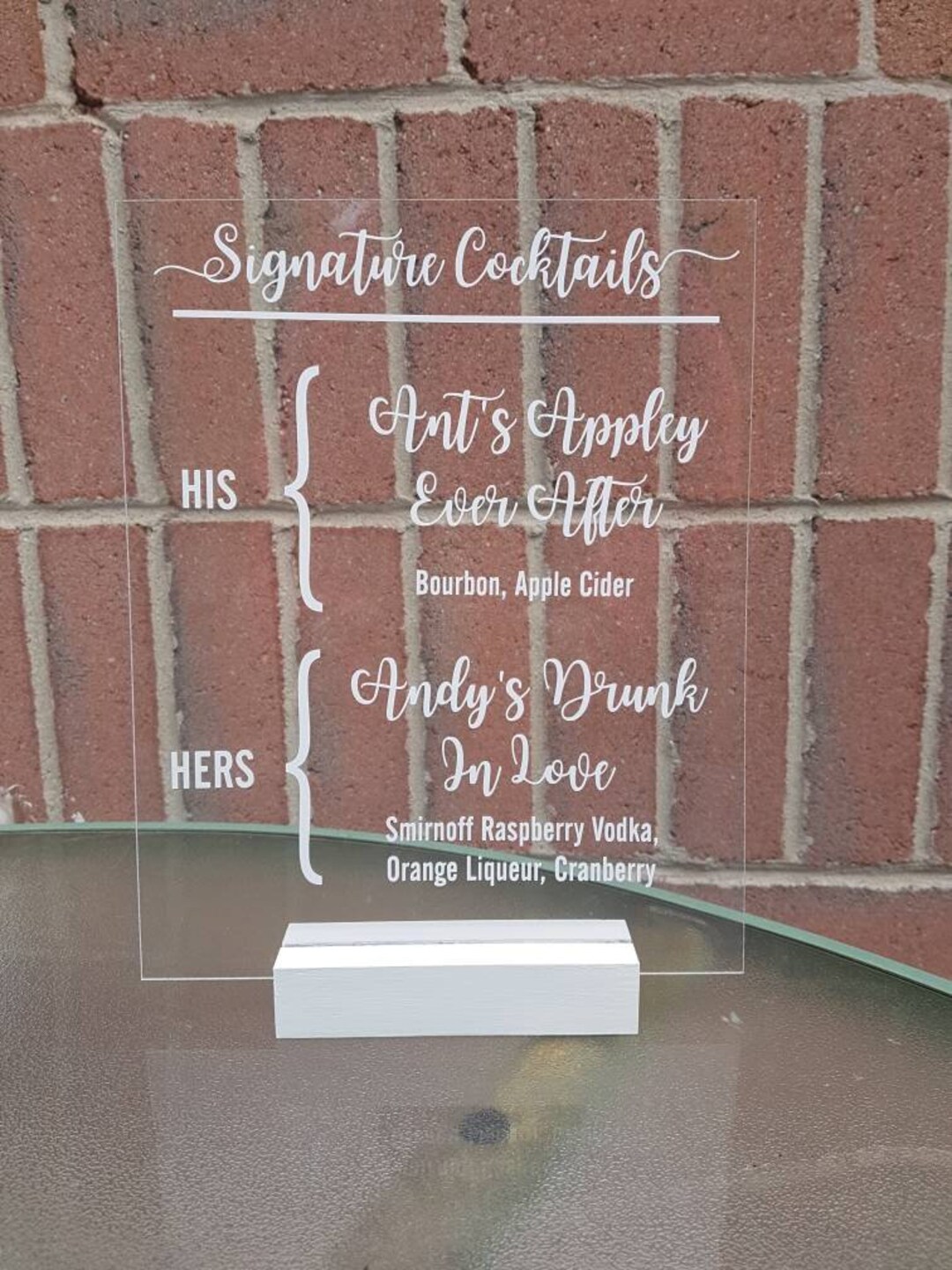 Custom 8x10" Acrylic Bar Sign, Wedding Signs, Bar Menu, Wedding Menu ...