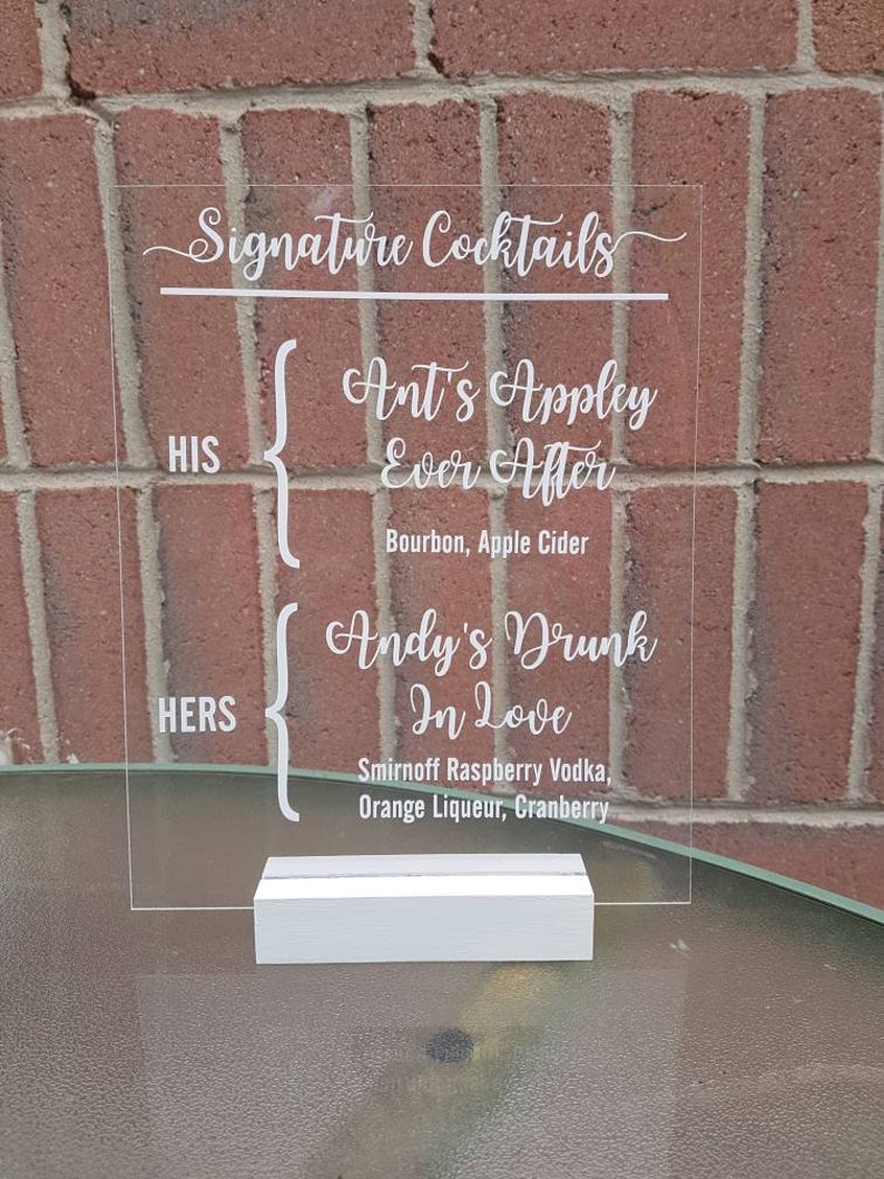 Custom 8x10 Acrylic Bar Sign Wedding Signs Bar Menu - Etsy