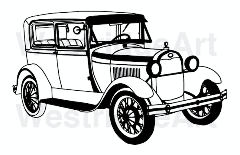 Ford Model-a Car, Vintage Car Clipart Vector Clip Art Graphics-digital ...