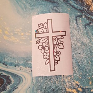 Floral Cross Decal Decorative Cross Sticker Cross Decal - Etsy
