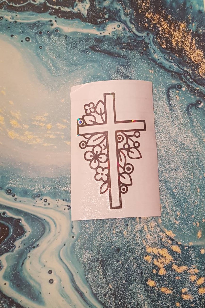 Floral Cross Decal Decorative Cross Sticker Cross Decal - Etsy