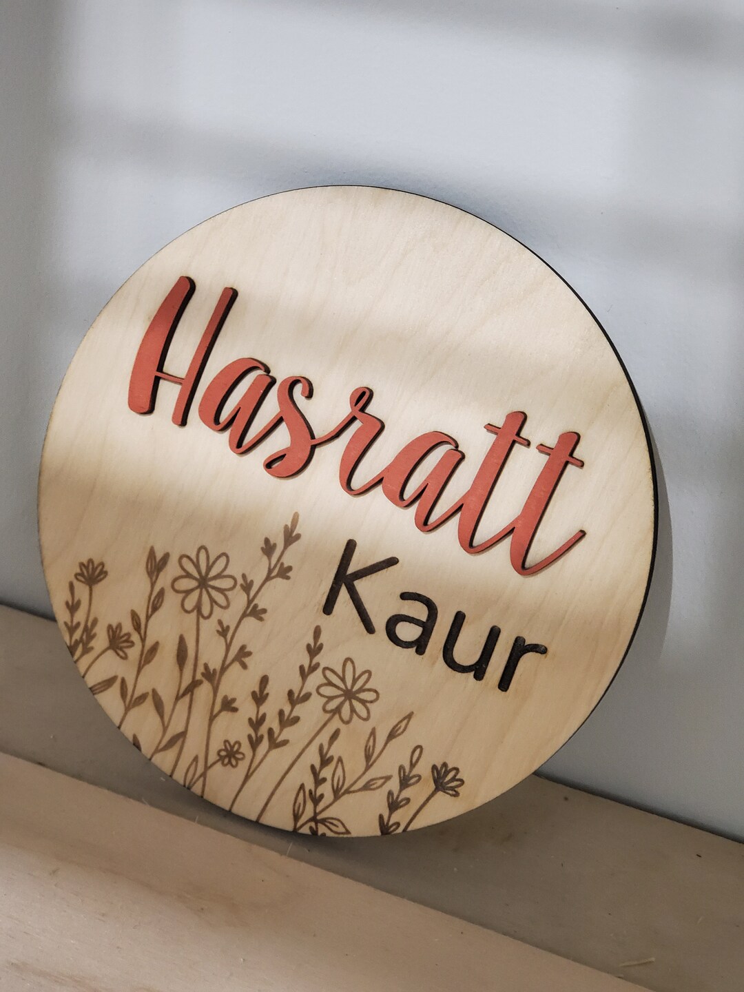 Personalized Newborn Wood Birth Disc, 3D Birth Announcement Name Sign ...