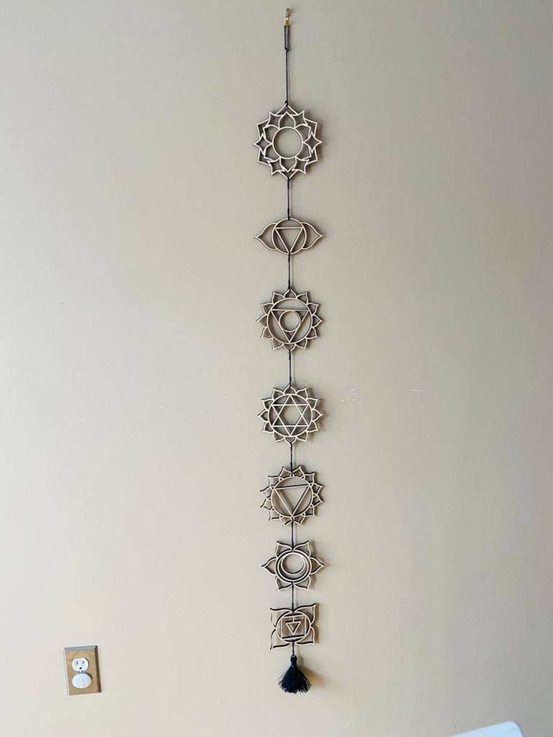 Chakra Symbols Set of 7, Chakra Charm Wall Hanging, Elegant Brass Wall ...