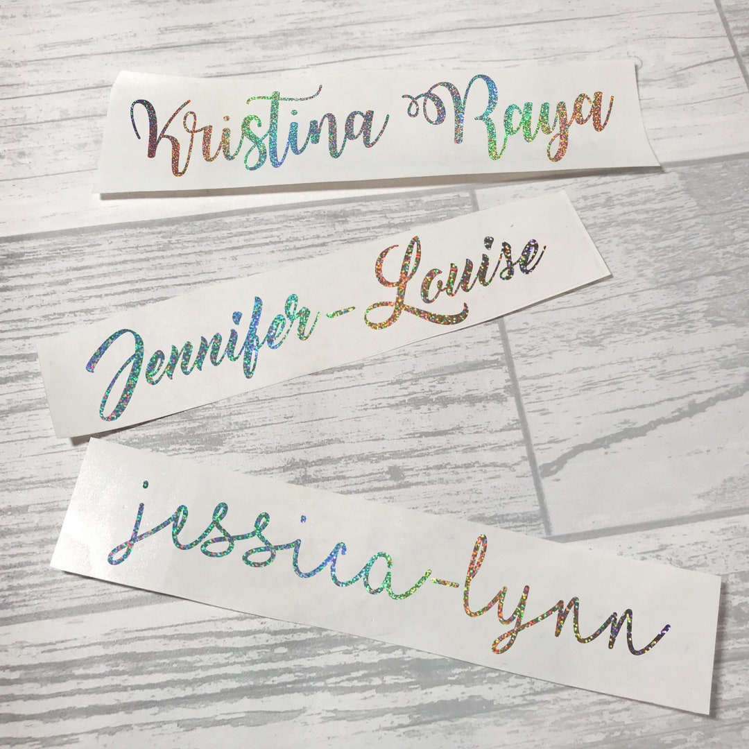 Custom Holographic Vinyl, Holo Glitter Vinyl Decal, Holographic Name ...