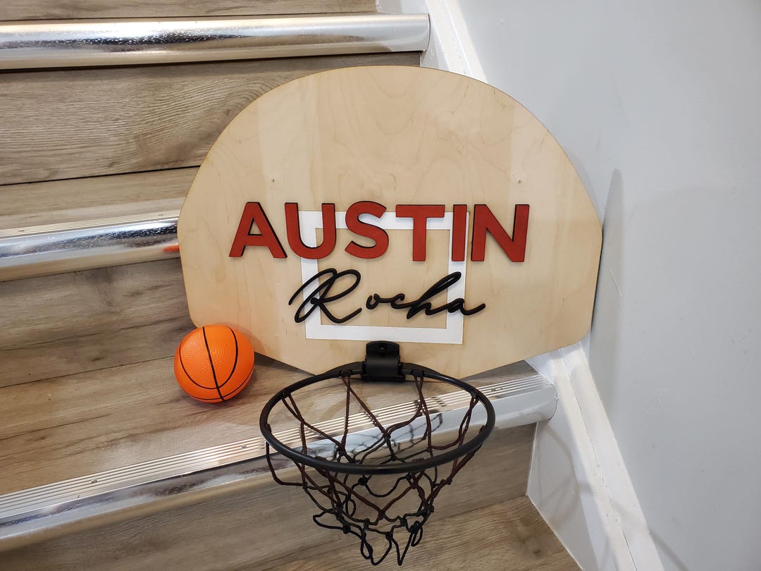 Custom Wood Basketball Name Sign, Basketball Hoop Door Name Sign ...