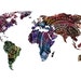Watercolor World Map Art Print, Magenta Pink & Purple Painting Print ...
