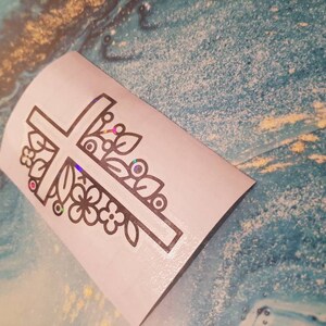 Floral Cross Decal Decorative Cross Sticker Cross Decal - Etsy
