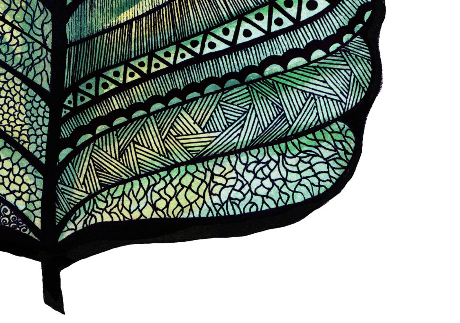 Modern Leaf Art Green Leaves Wall Decal Botanical Leaf - Etsy