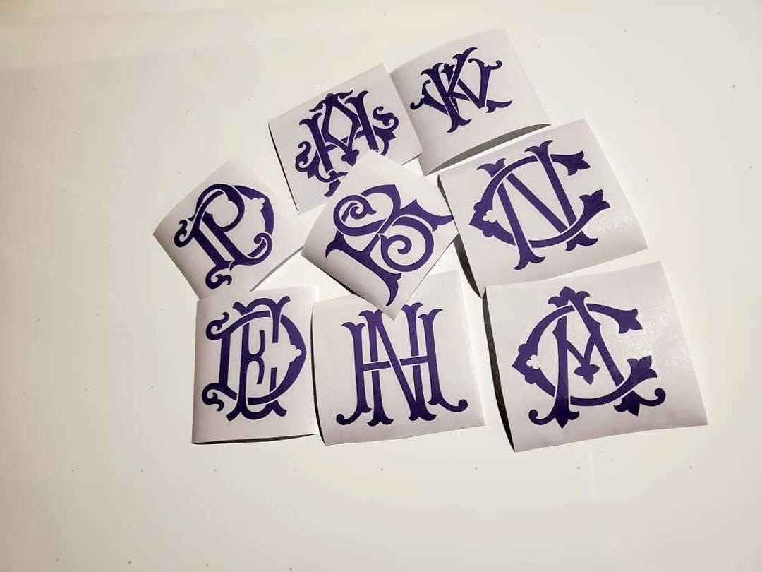 Vinyl Monogram Decals, 2 Letter Initial Decals, Customized Unique ...