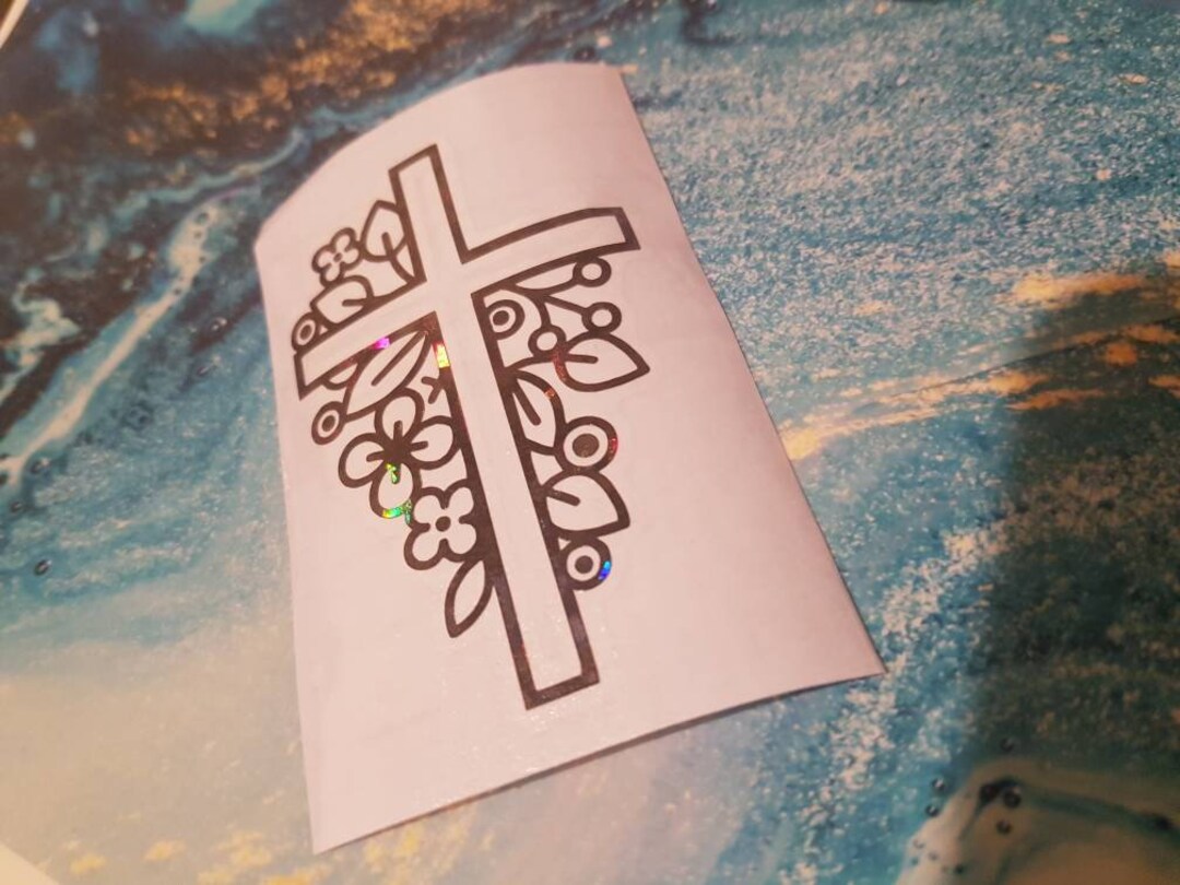 Floral Cross Decal Decorative Cross Sticker Cross Decal - Etsy