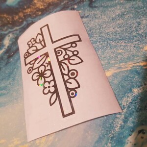 Floral Cross Decal Decorative Cross Sticker Cross Decal - Etsy