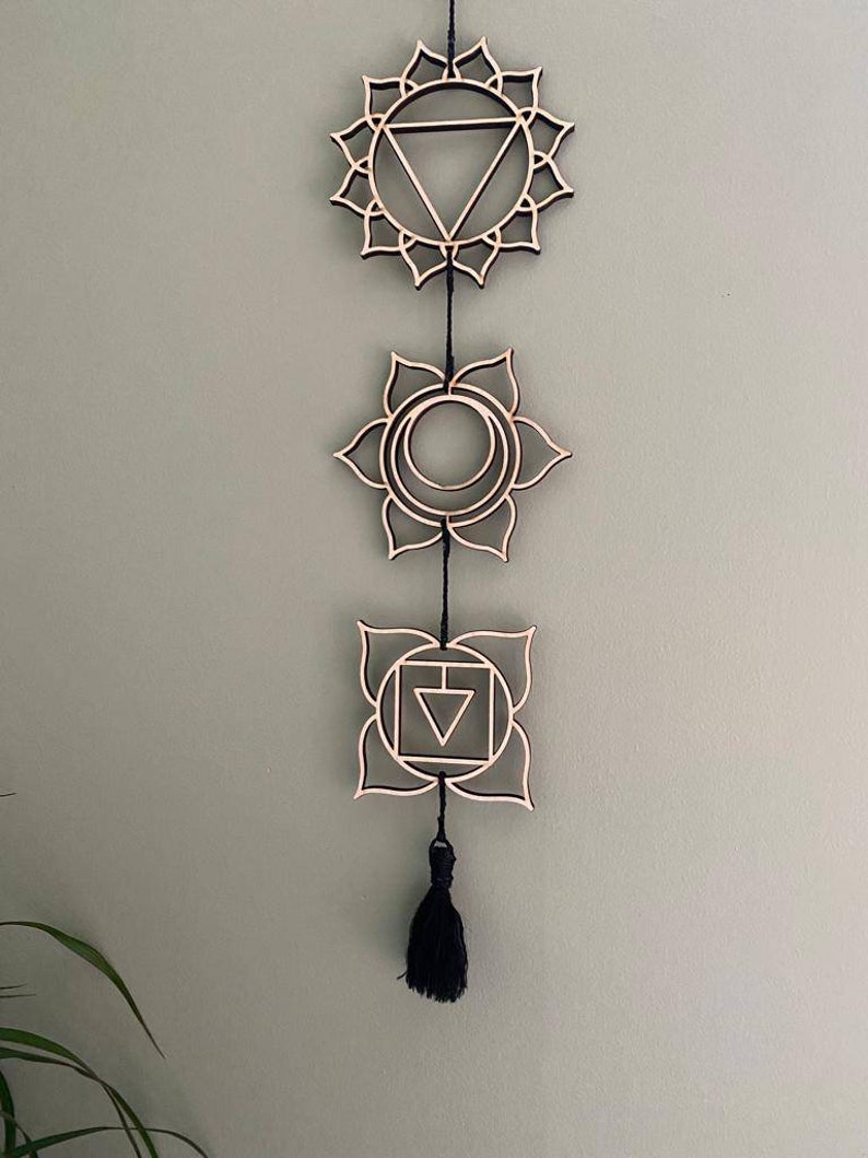 Chakra Symbols Set of 7, Chakra Charm Wall Hanging, Elegant Brass Wall ...