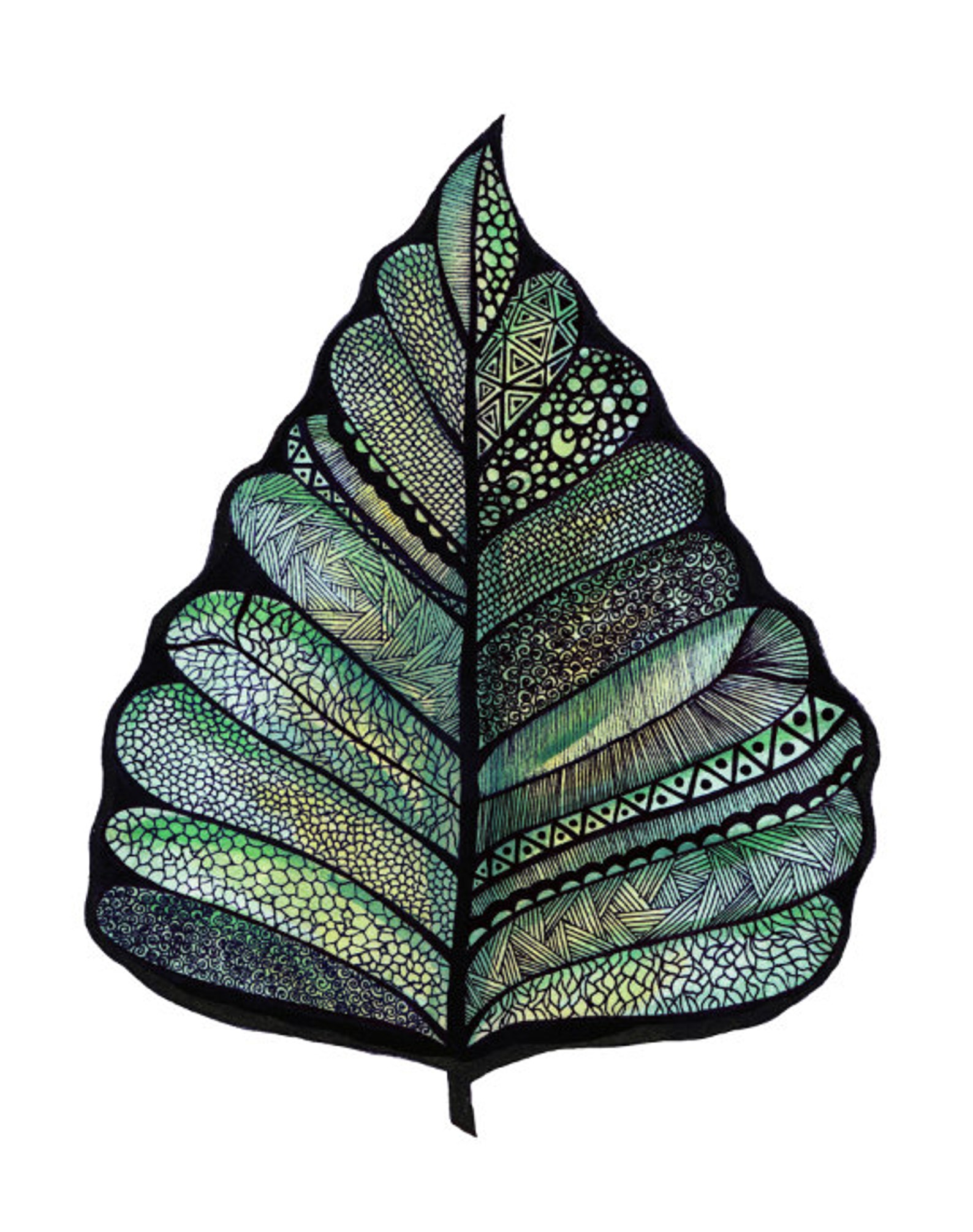 Modern Leaf Art Green Leaves Wall Decal Botanical Leaf - Etsy