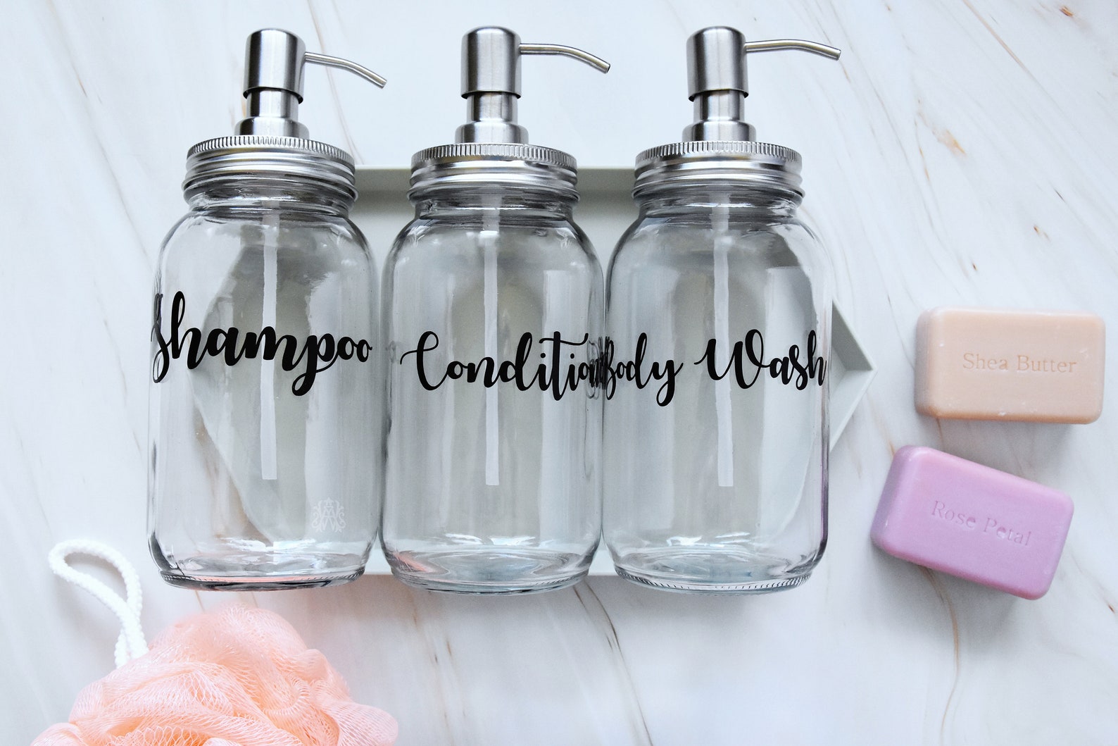 Bathroom Bottle Decal Set, Shampoo Conditioner Body Wash, Vinyl ...