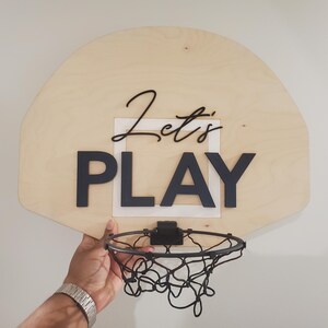 Wood Basketball Hoop Door Name Sign, Door Hanger, Mini Basketball Hoop ...