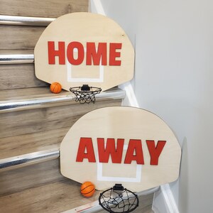 Wood Basketball Hoop Door Name Sign, Door Hanger, Mini Basketball Hoop ...