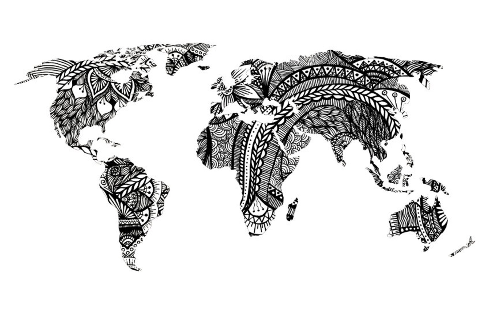World Map Art Print in Black & White Drawing Prints World - Etsy Canada