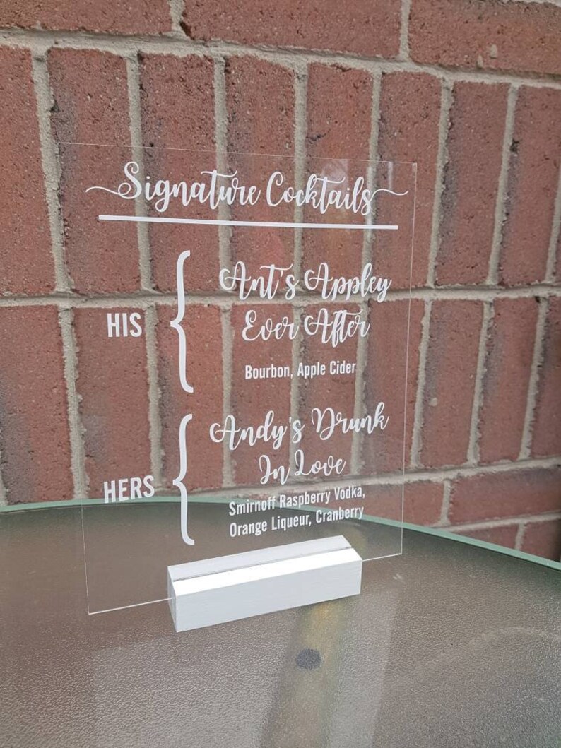 Custom 8x10 Acrylic Bar Sign Wedding Signs Bar Menu - Etsy