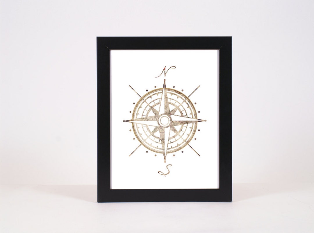 Watercolor Compass, Explorer Painting Art Print, Original Navigation ...