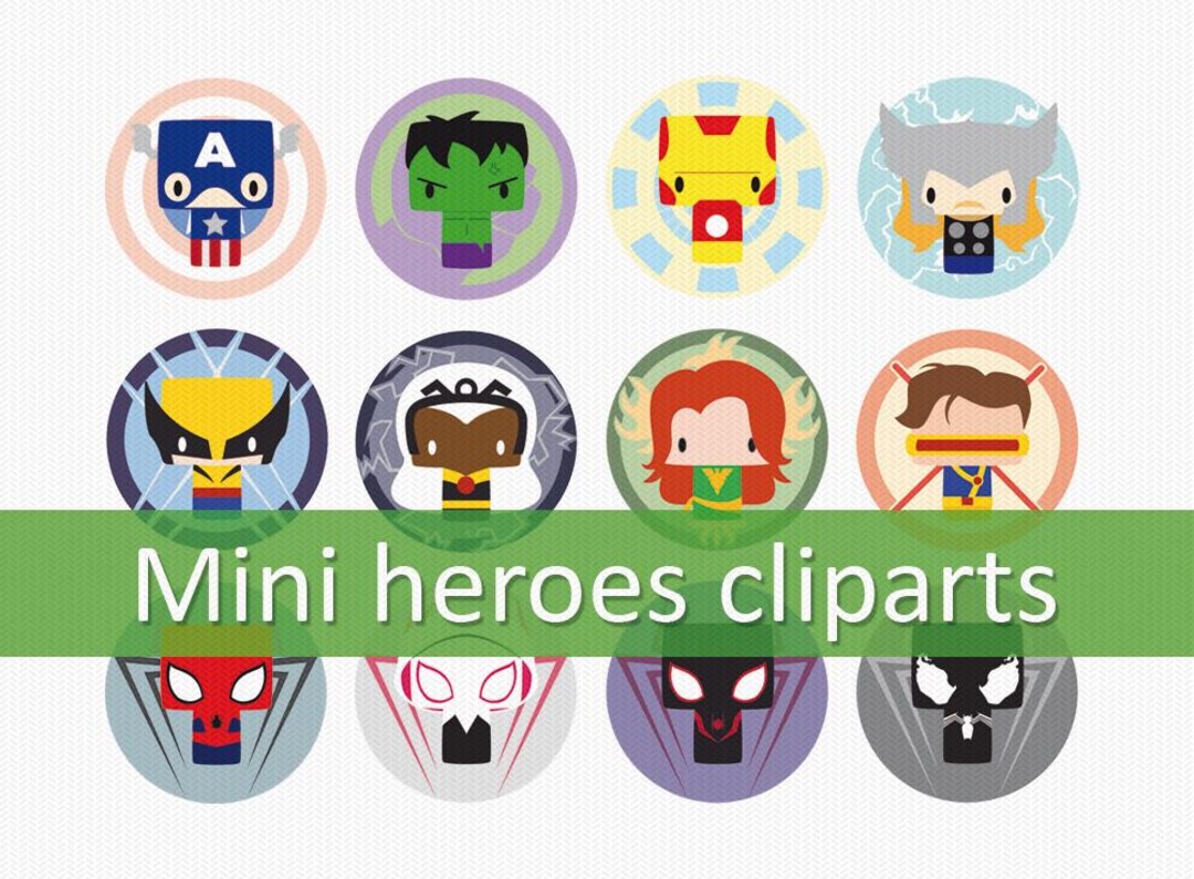 Mini Heroes Avengers Cliparts (12 Pieces) - Etsy