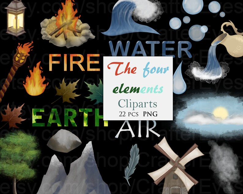 The Four Elements Cliparts ( 22 Pieces ) - Etsy
