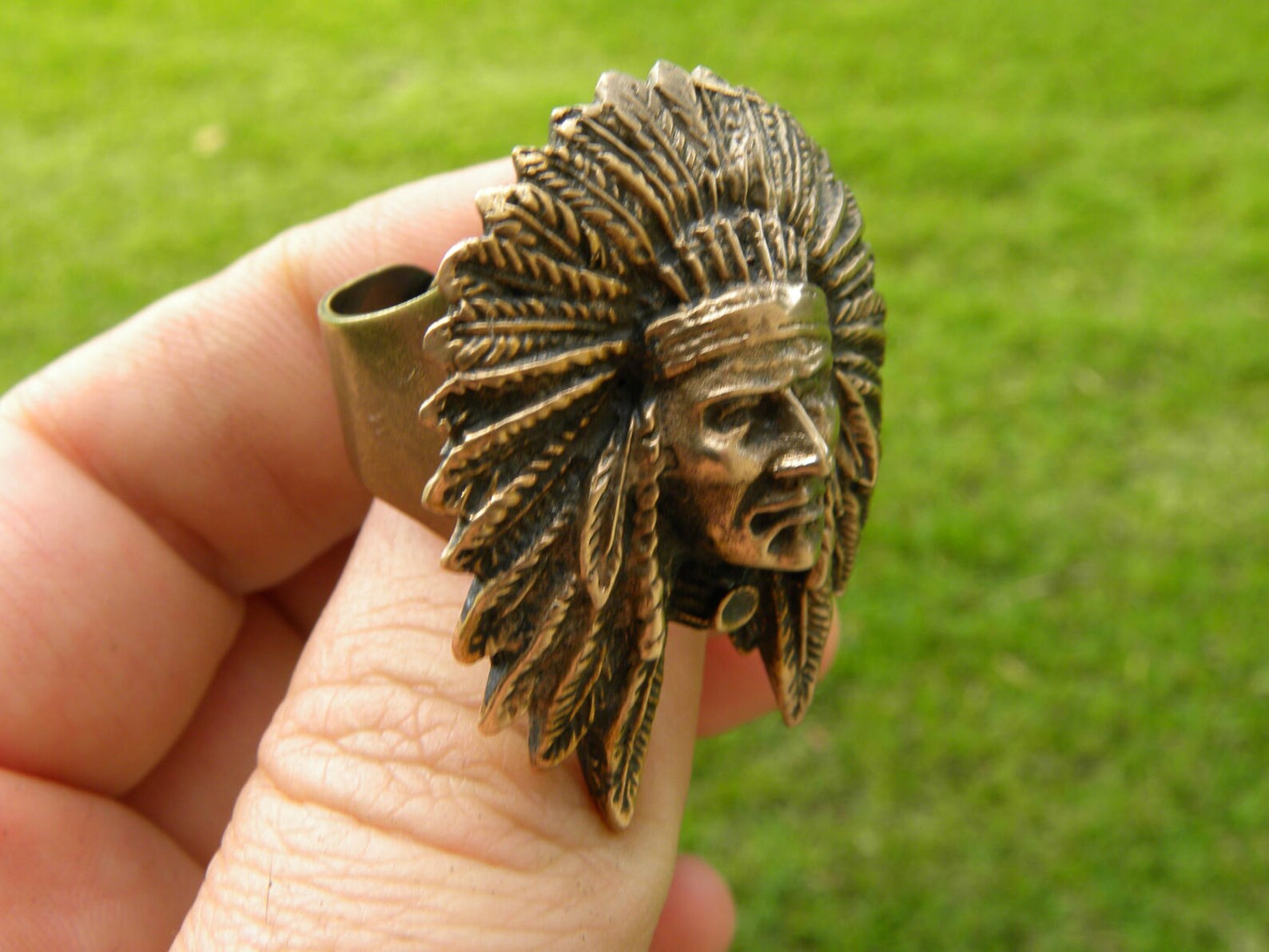 Adjustable Men Brass Signet Ring Native Indian Chief Head | Etsy