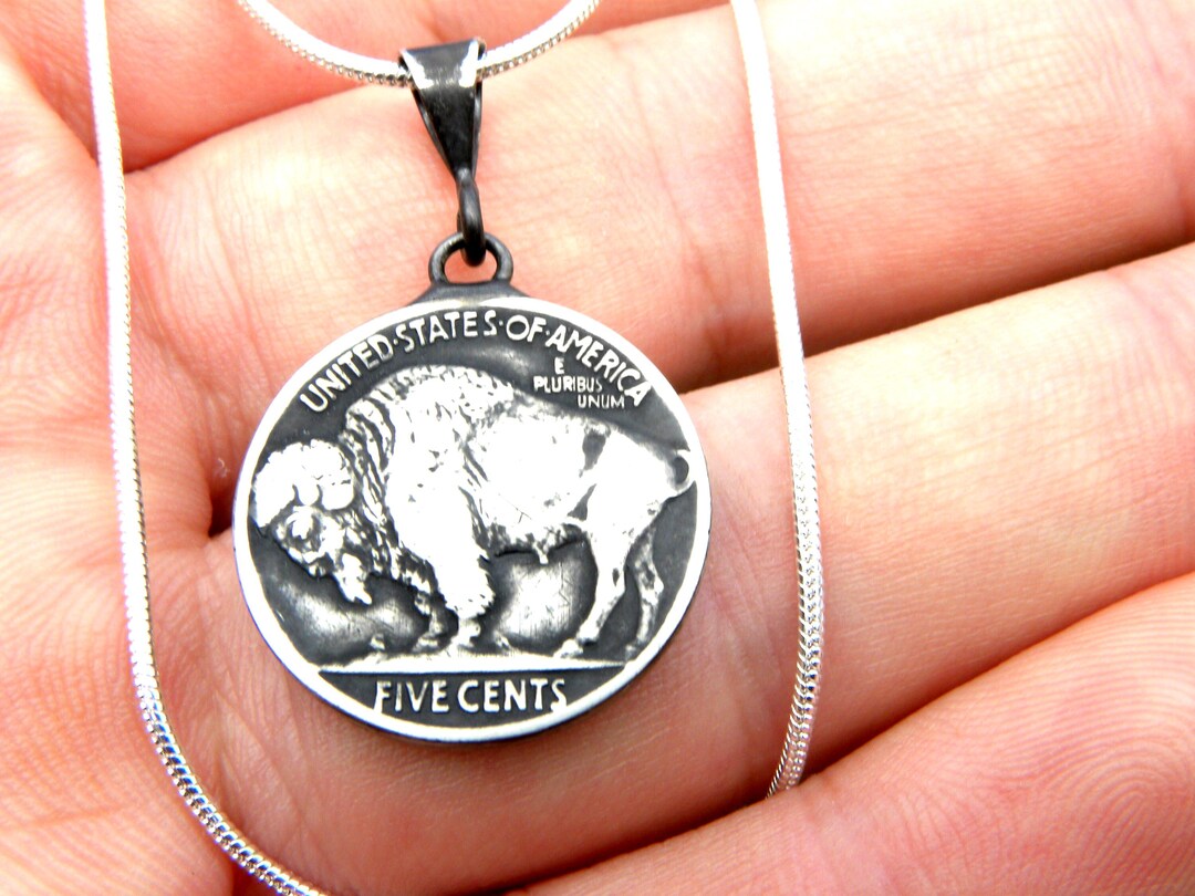 Buffalo Nickel Pendant Necklace: Authentic Indian Head Coin, USA Made ...