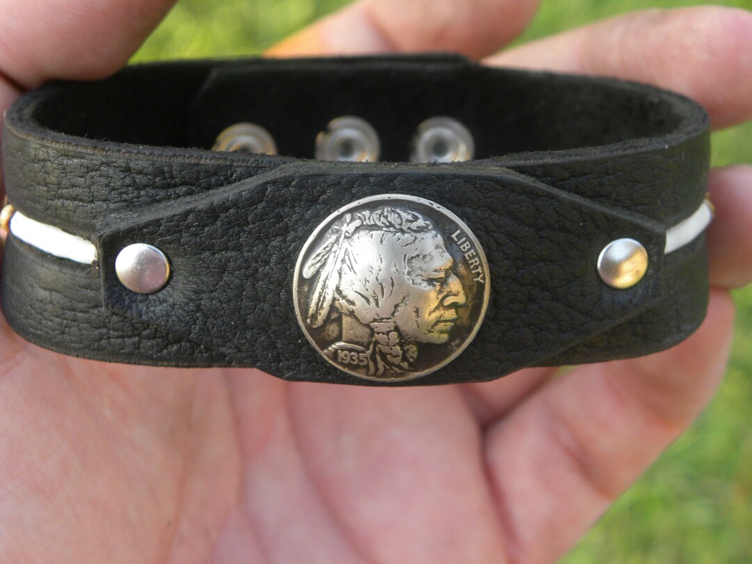 1935 Bracelet Authentic Buffalo Indian Nickel Coin Dentalium Good Luck ...