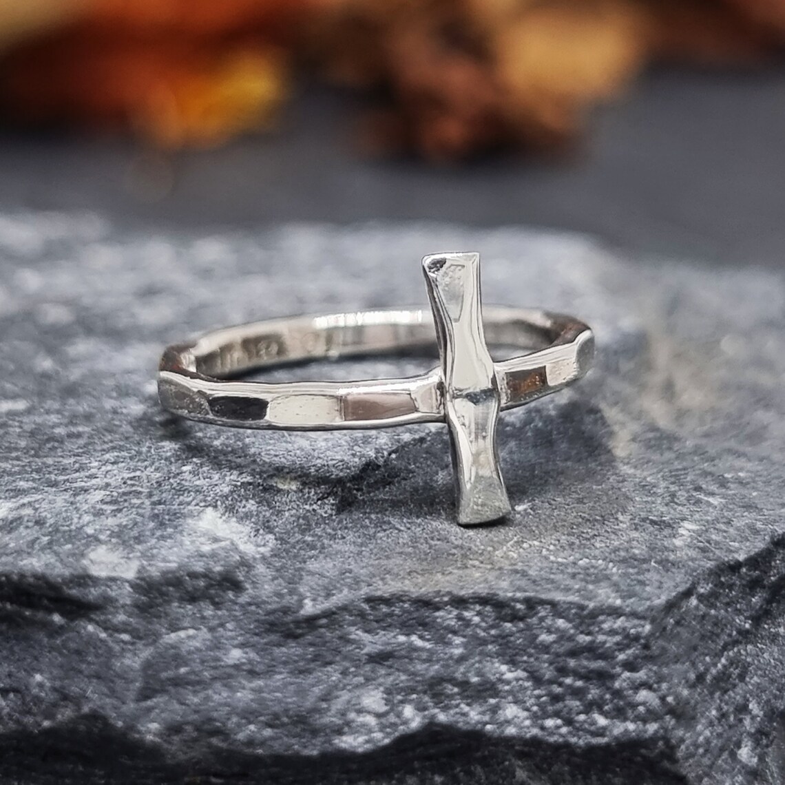 Rustic Cross Ring Statement Ring Sterling Silver Cross Ring | Etsy