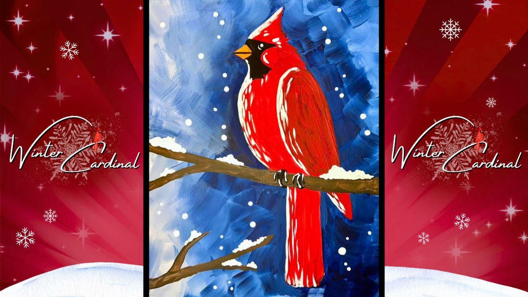 Winter Cardinal Downloadable Paint Party Art Kit - Etsy