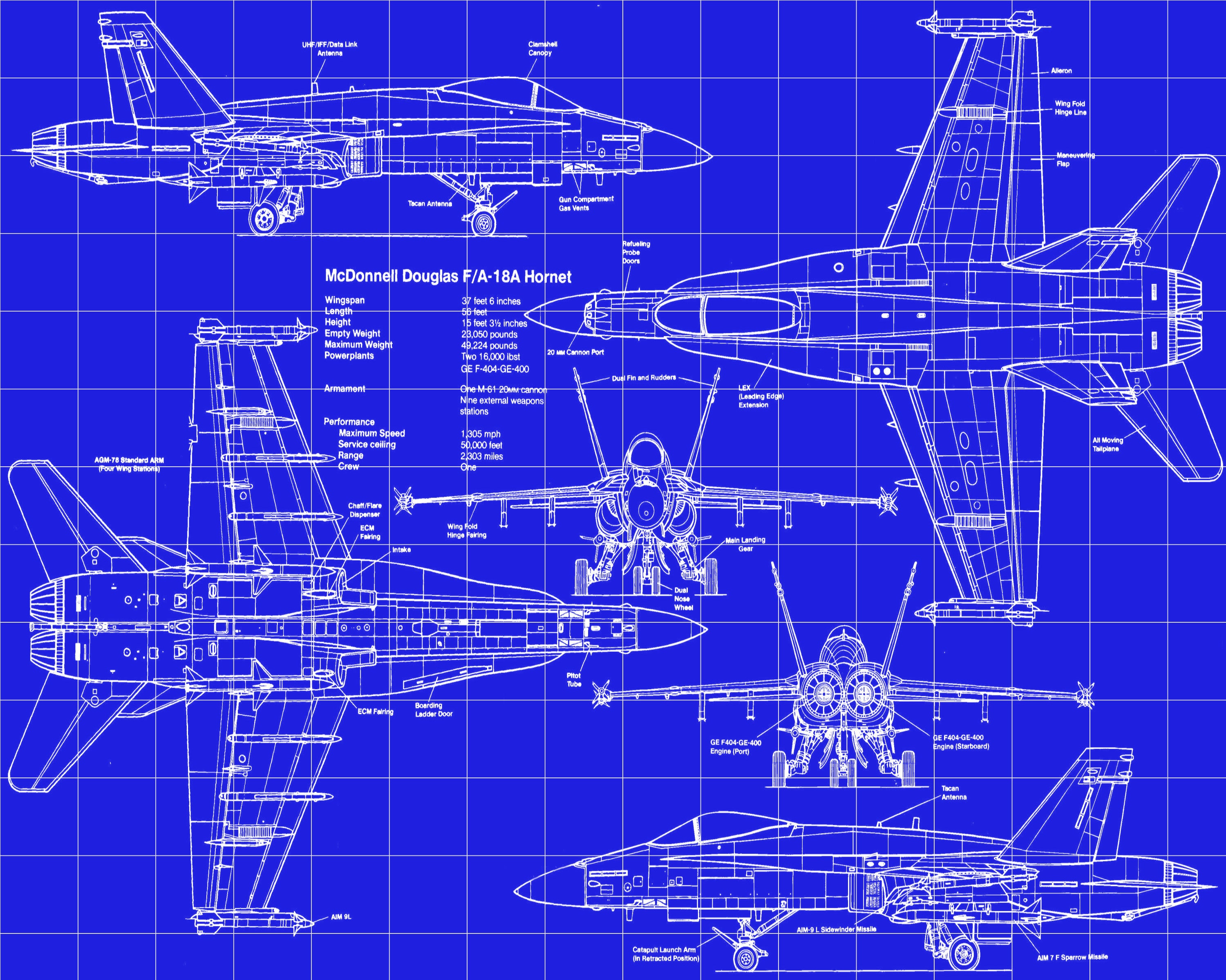 F/A-18 McDonnell Douglass Hornet Patent Drawing 5 | Etsy