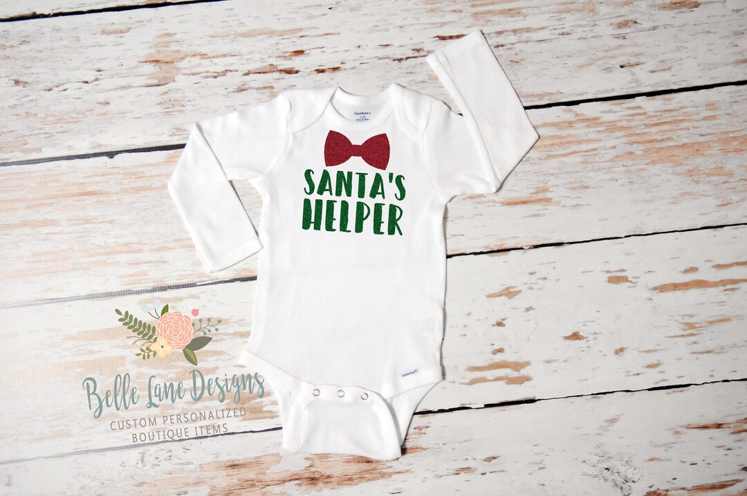 First Christmas Baby or Boy's Santa's Helper and Bow - Etsy
