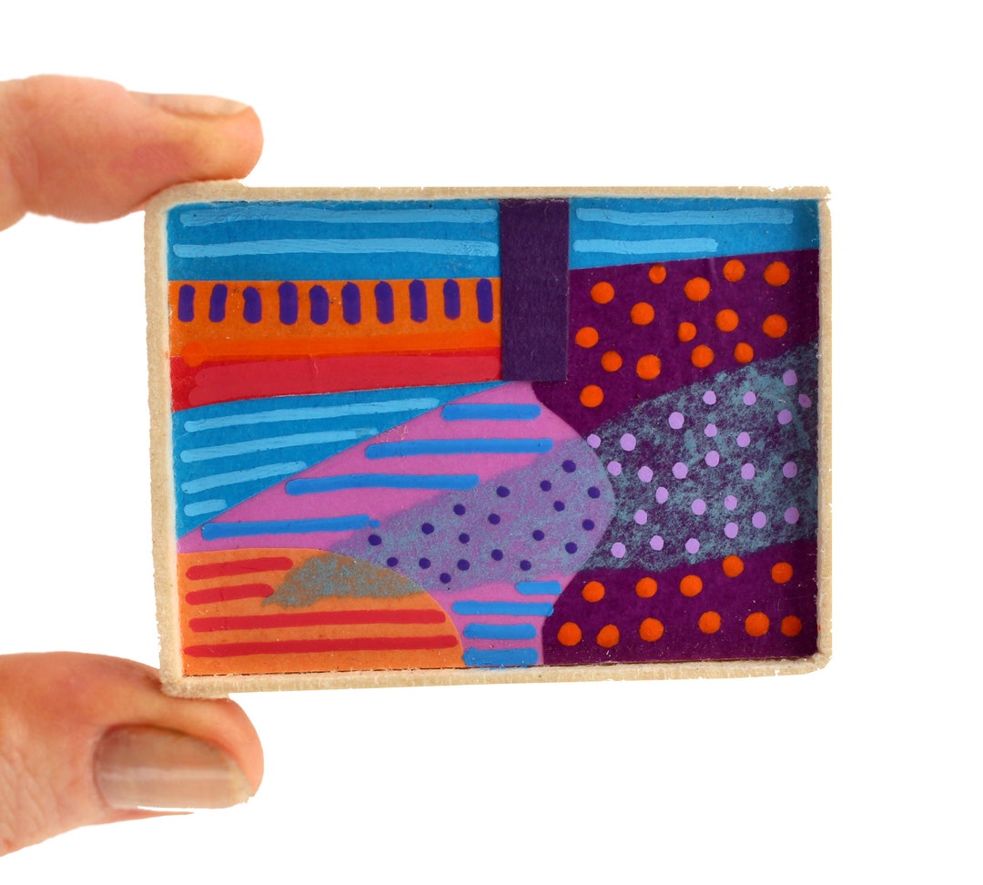 TRAIN INTO CITY - Original Miniature Artwork for the Modern Home - Etsy