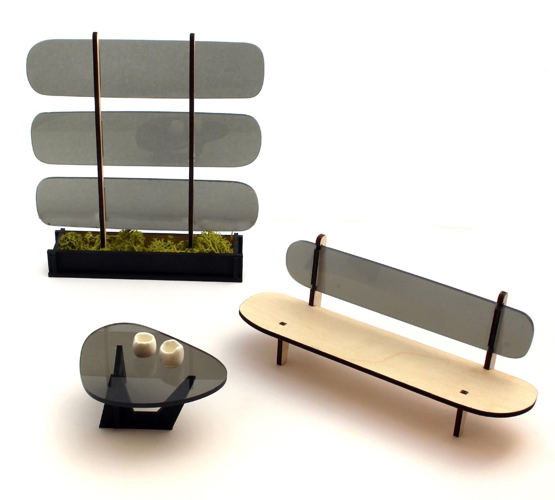 1:12 Scale Zen Loft Living Room Set - Modern Minimalist Dollhouse ...