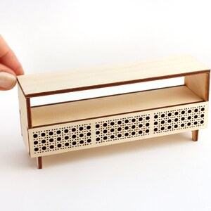 1:12 Scale Cane Bedroom Set W/ 2 Side Tables - Modern Dollhouse ...