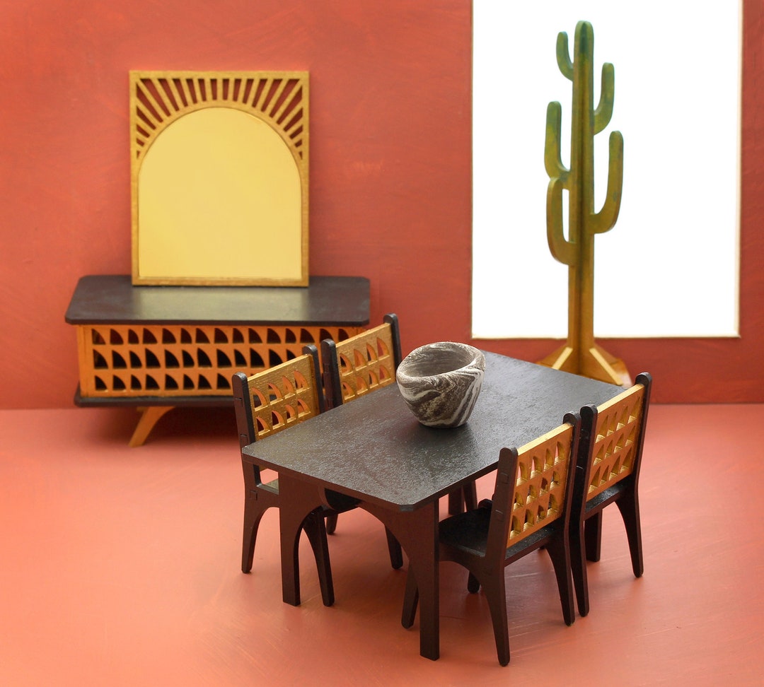1:12 Scale Dollhouse Dining Room Set, Desert Modern Furniture Kit - Etsy