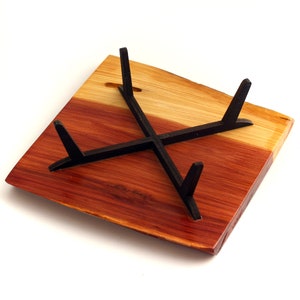 Large Two-toned Red Cedar Coffee Table W/ Black Legs Modern Luxury ...