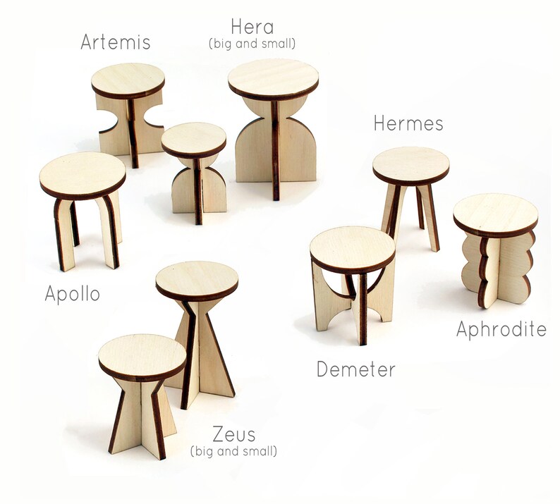 APOLLO Stool / Side Table: Updated - Modern Miniature Furniture - Etsy