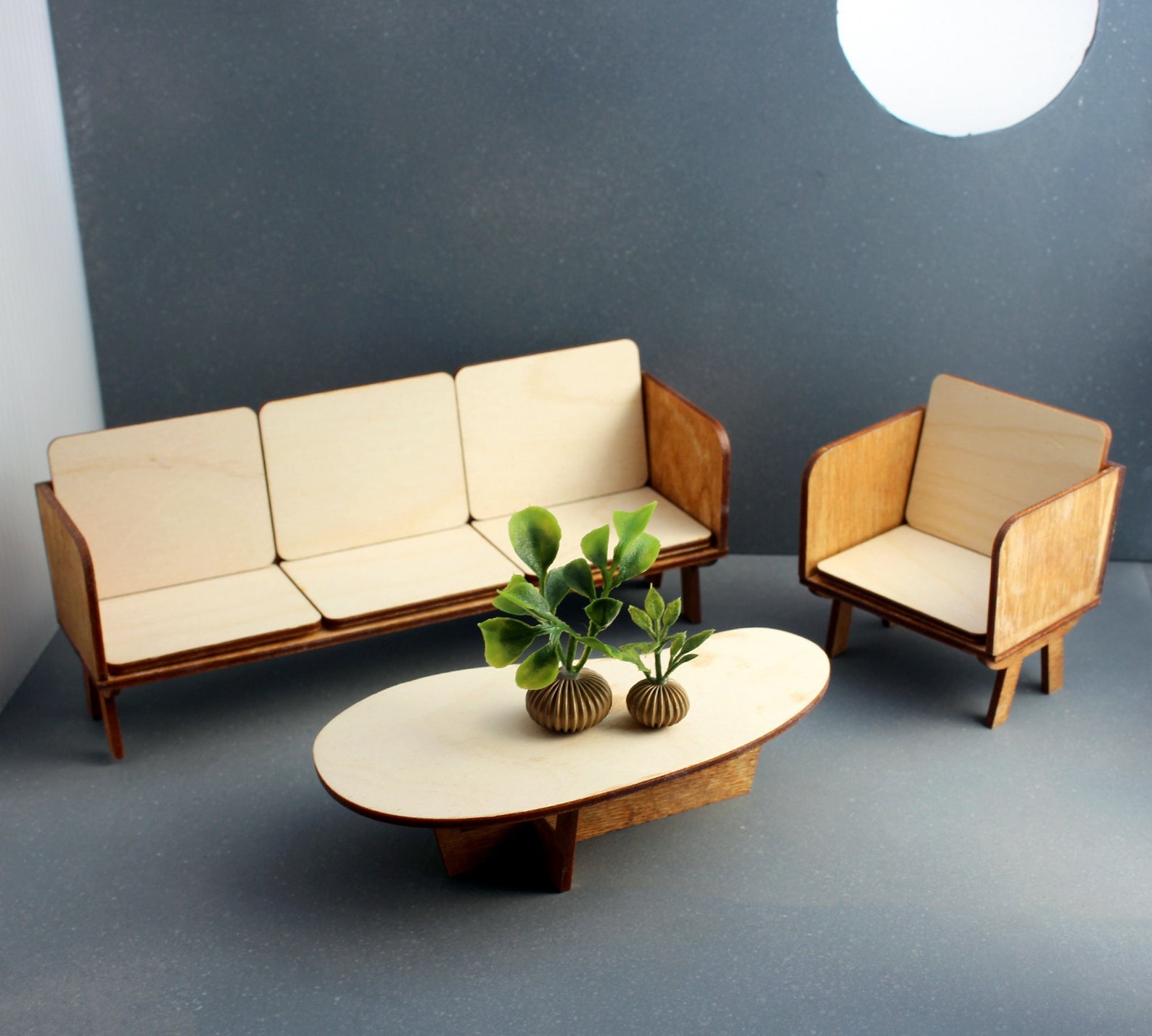 1:12 Scale LOUNGE Living Room Set - Modern Dollhouse Furniture Kit - Etsy